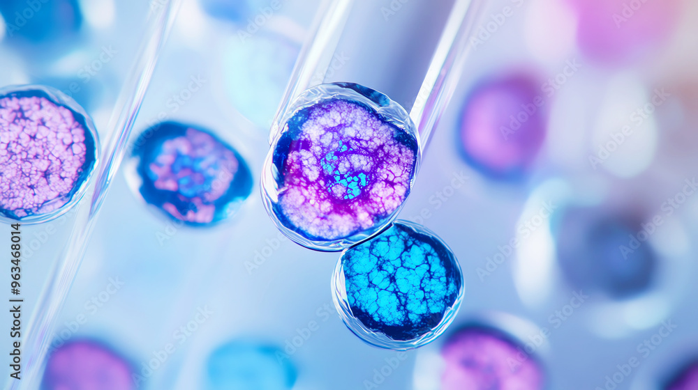 Microscope slide showing abnormal cells in a sterile cytology ...