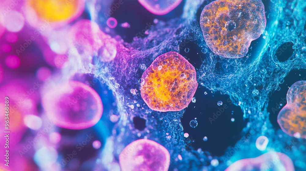 Microscope slide showing abnormal cells in a sterile cytology ...