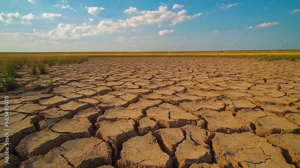 A wide expanse of cracked earth showing the devastating effects of ...