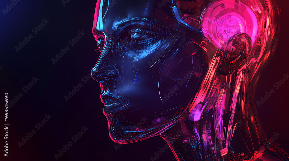 Artificial Intelligence Abstract Cyborg Android Is Not Based On Any Real Person Sketch Art