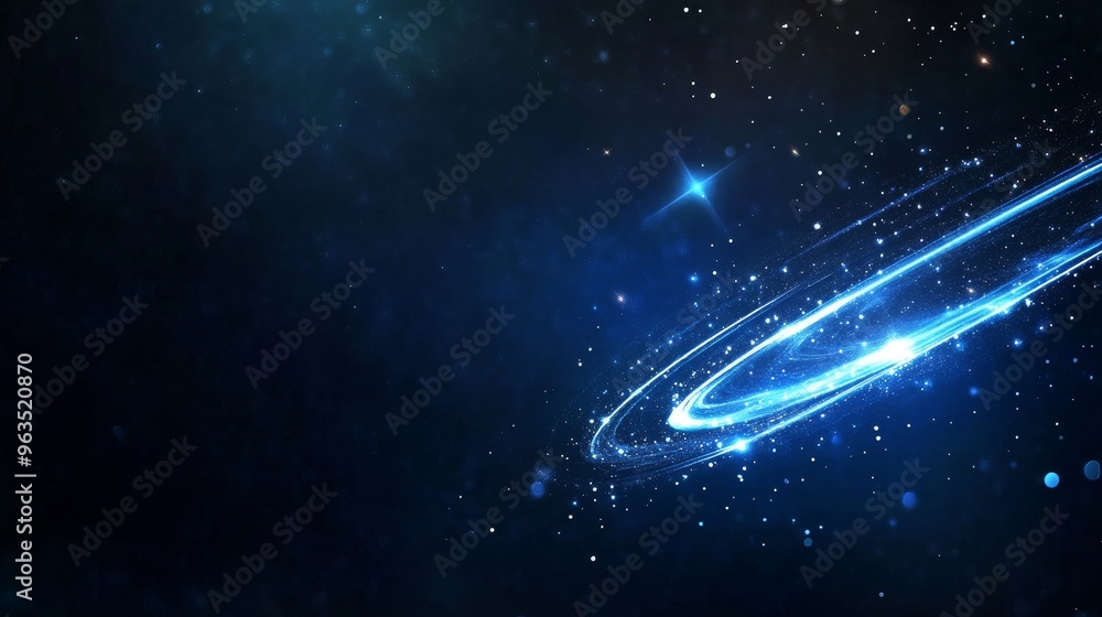 A mesmerizing cosmic event with a bright blue light comet streaks ...