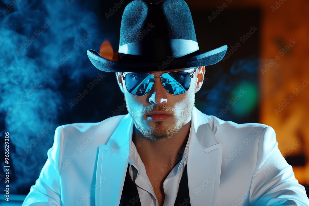 Mafia enforcer walking into a smoky pool hall intimidating everyone ...