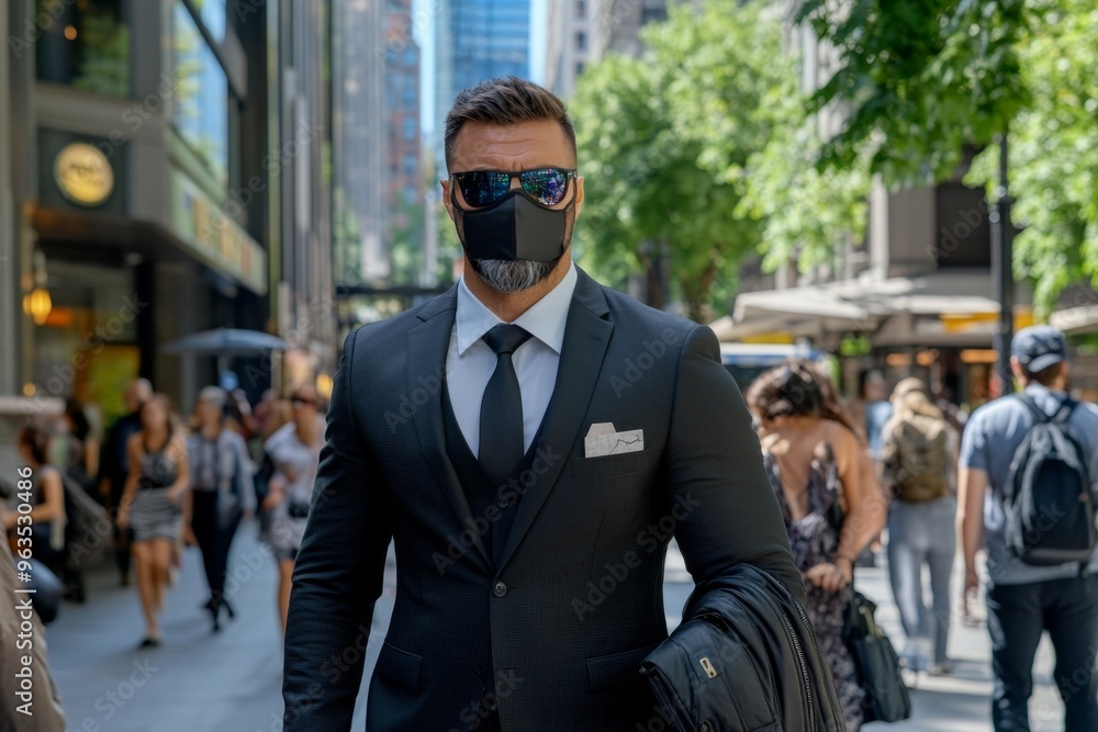 Masked man in a black suit slipping a calling card into the pocket of ...