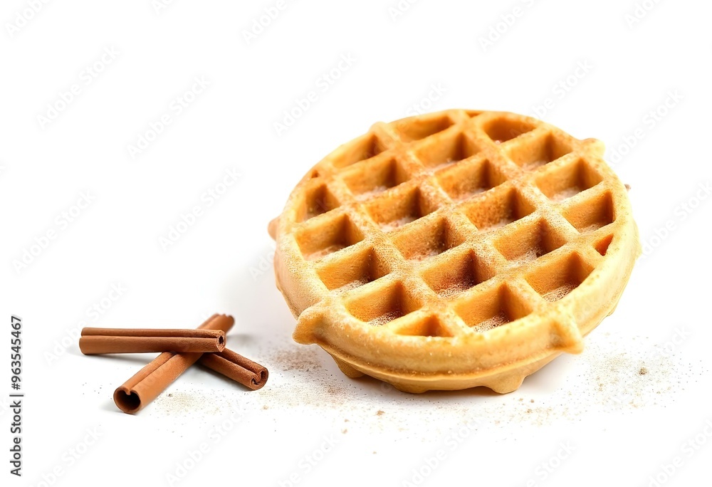 waffle isolated on a white background, featuring a light dusting of ...