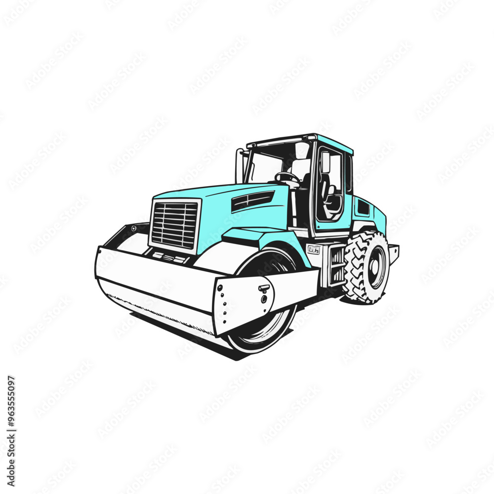 Road Roller vector artwork. Steamroller black and white clip art ...
