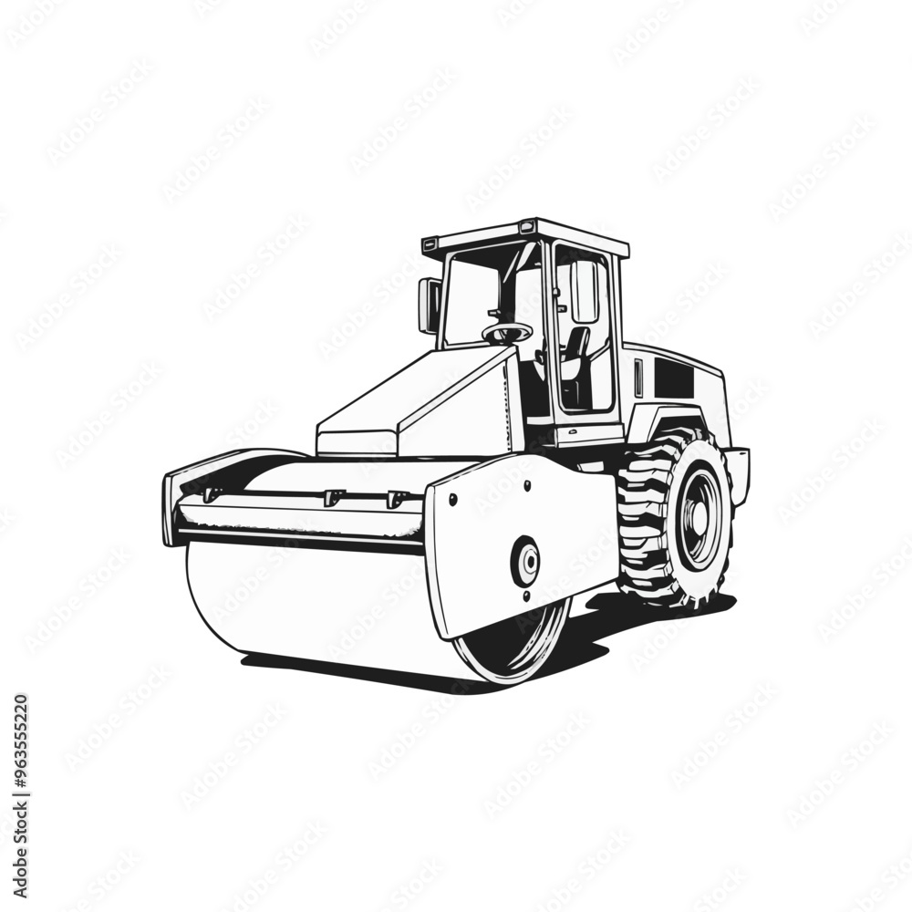 Road Roller vector artwork. Steamroller black and white clip art ...