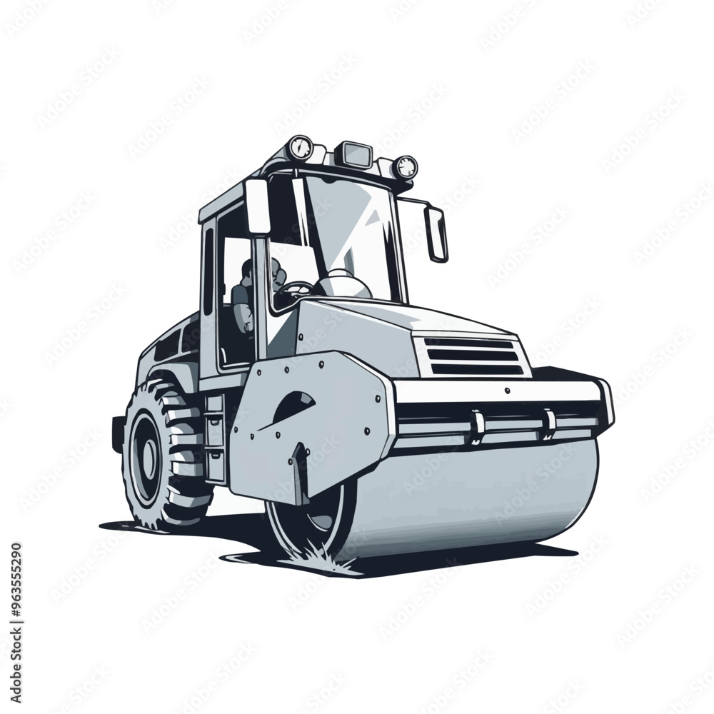 Road Roller vector artwork. Steamroller black and white clip art ...