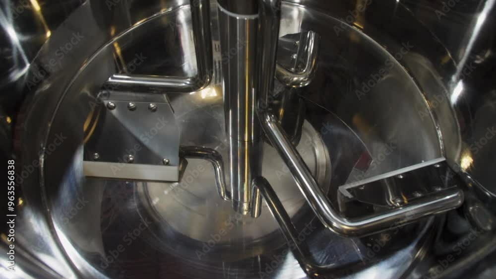 A close-up view captures the intricate design of a stainless steel ...