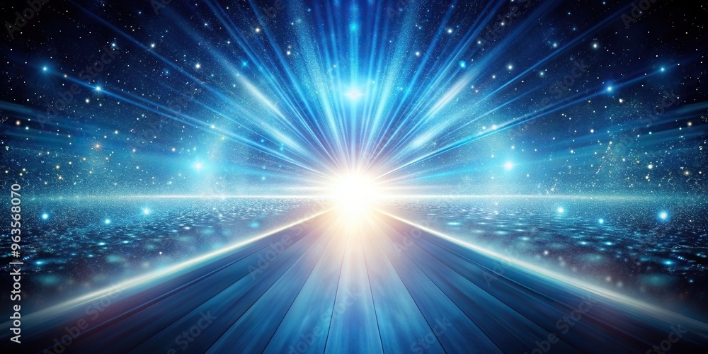 A dazzling burst of light emanates from a tilted angle illuminating the ...