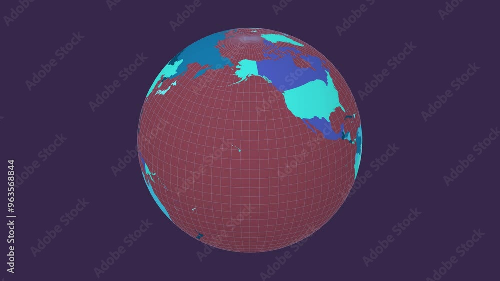 Rotating globe. Slanted sphere view. Slow speed globe rotation. Colored ...