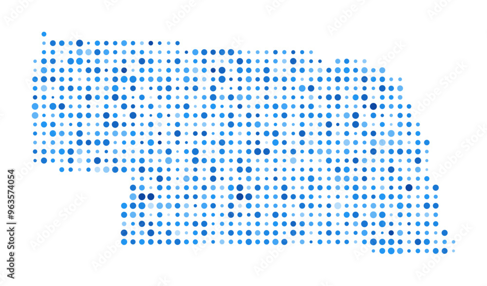 Nebraska Dot Map. Us State Digital Style Shape. Nebraska vector image ...