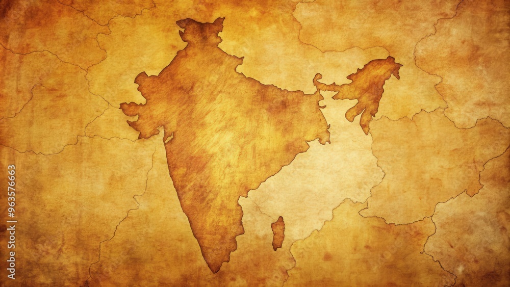 Vintage map of India on a crackled paper background Stock Illustration ...