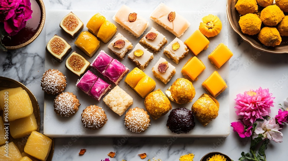 Modern Diwali dessert platter featuring artisanal sweets like fig and ...