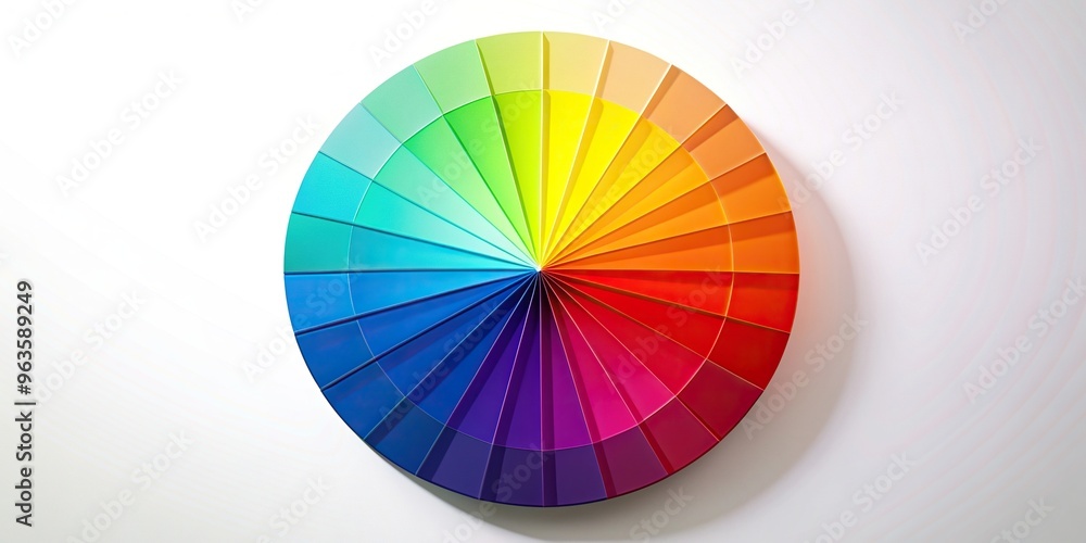 Color wheel made up of various vibrant colors casting a shadow on a ...
