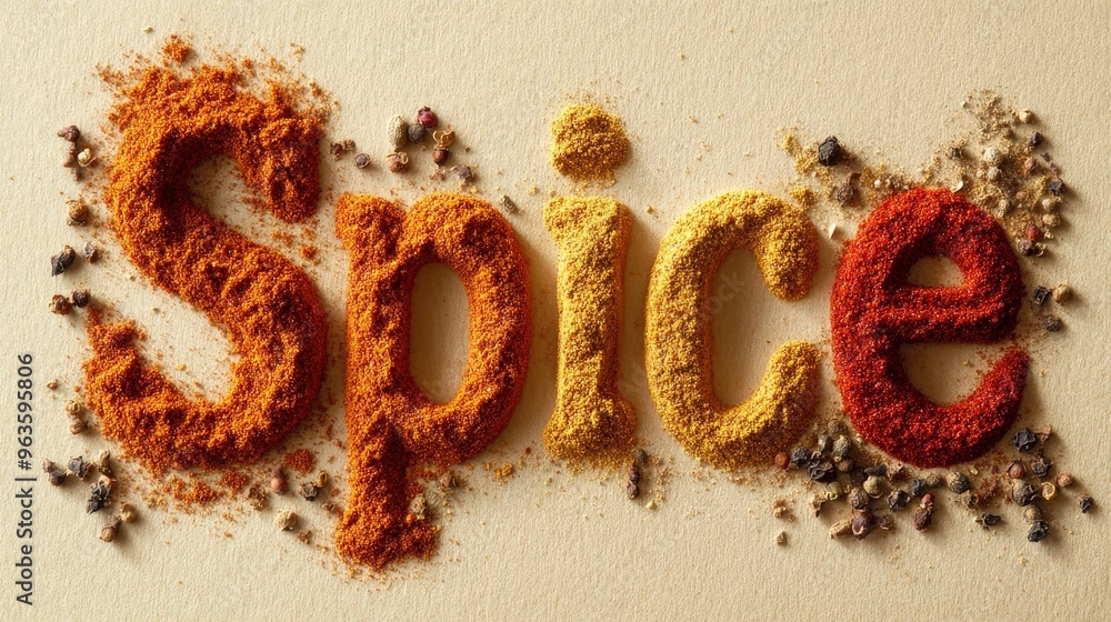 Design the word "Spice" using various ground spices like paprika ...