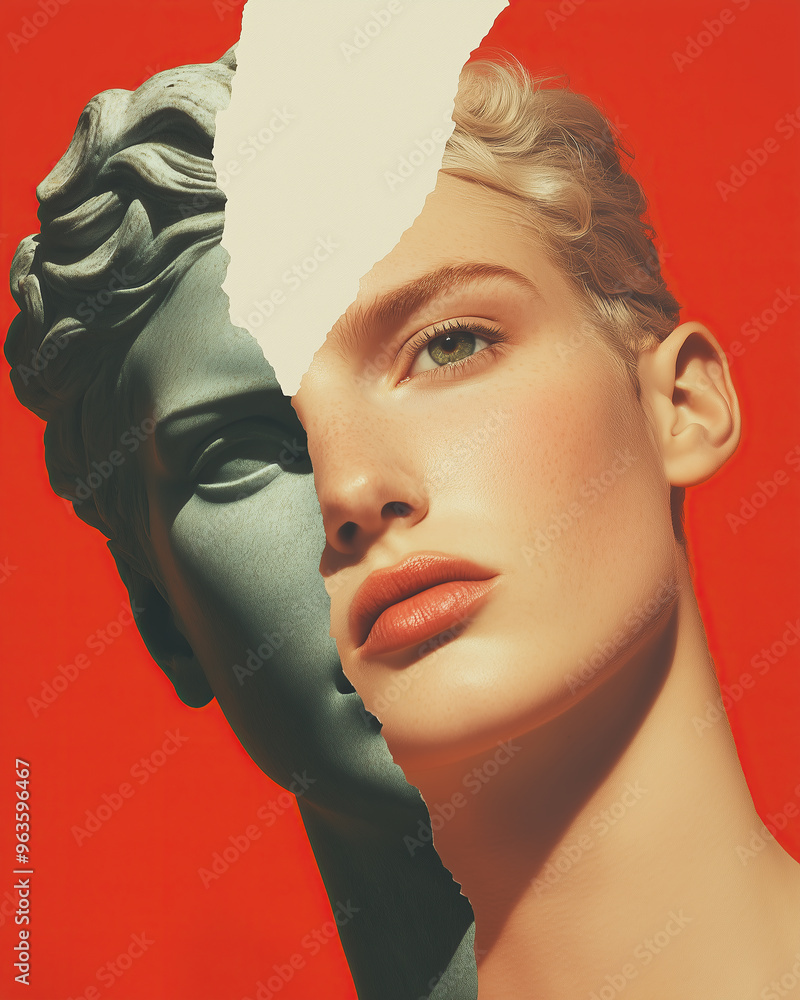Ancient eternal beauty concept. Creative collage, diptych of the ...