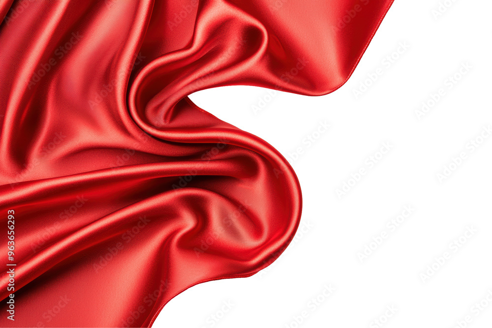Glossy red satin fabric featuring soft folds and an elegant drape ...