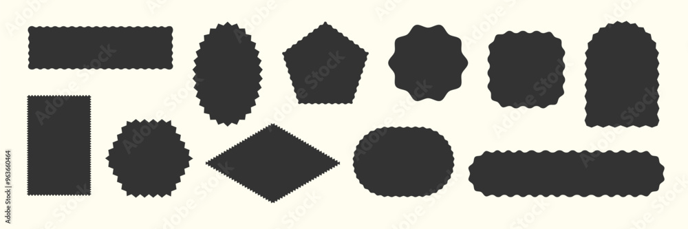 Collection of Black empty Tag Label Stamp mark Badge. Geometric shapes ...