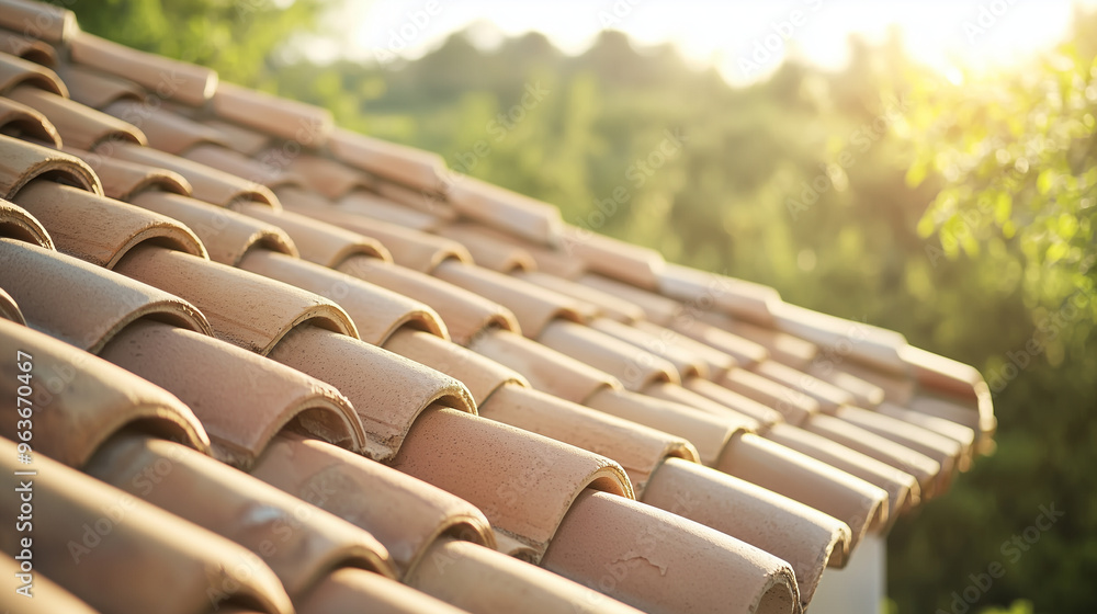 High-End Home Exterior: Detailed View of Roof Tiles on a Luxurious ...