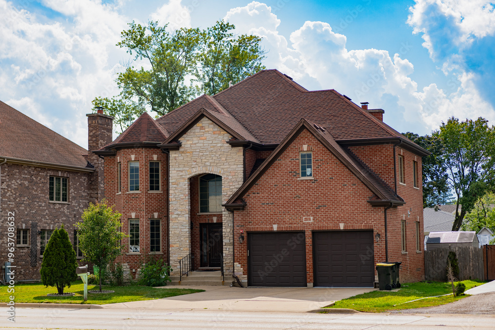Suburban house architecture. Cozy suburban house. Architecture concept ...