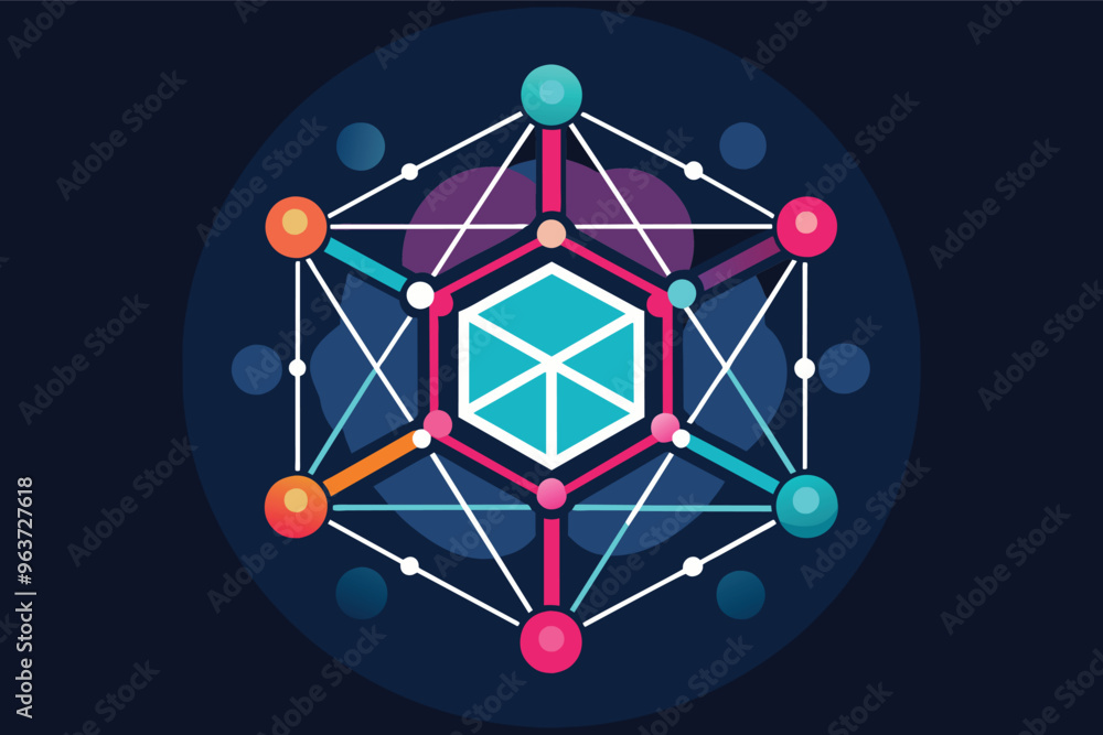 Visual representation of a network structure with interconnected nodes ...