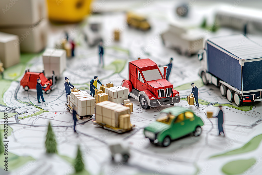 cut out paper collage of a giant paper map with miniature cut-out ...