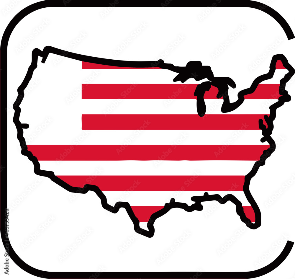 American icon depicting a map of the United States Stock Vector | Adobe ...