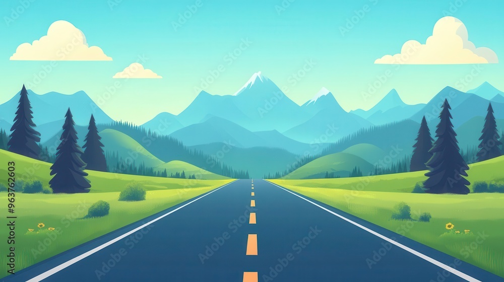 Flat design essence of endless stretching highway road adventure in ...