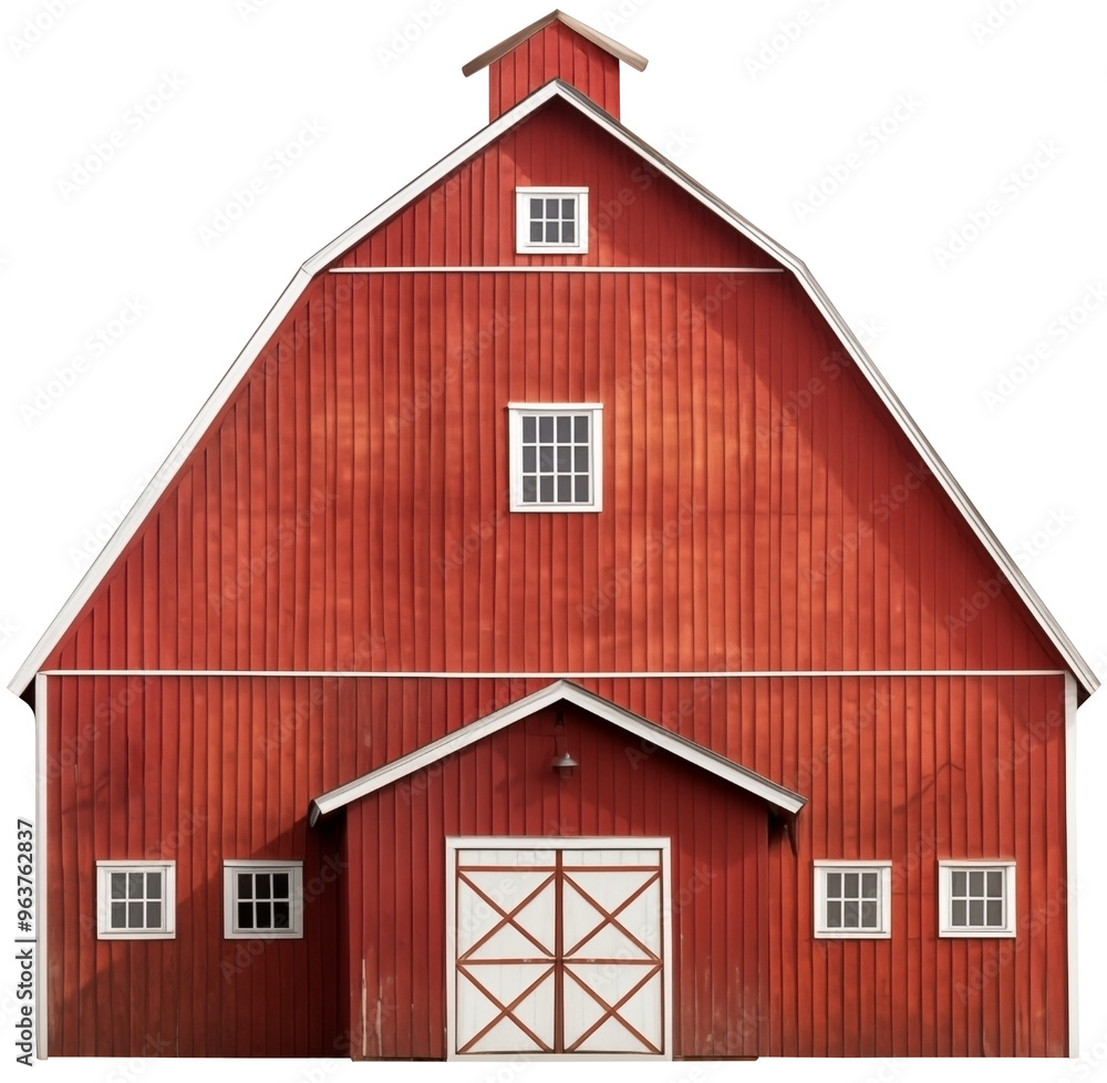 Front View To a barn Farm red warehouse PNG isolated on white and ...
