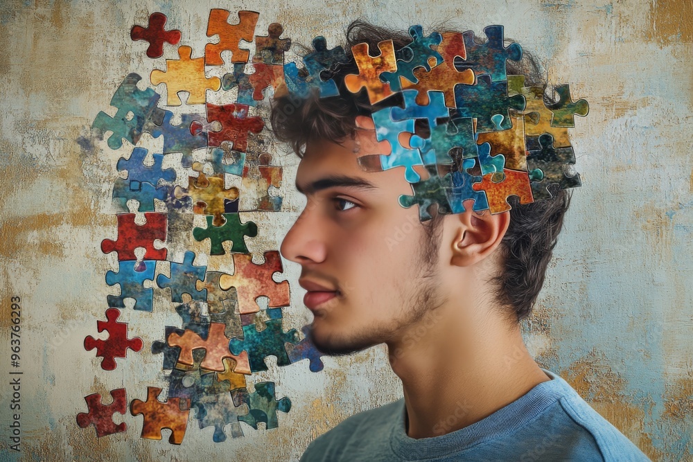 Cognitive process Brain Thinking Conceptual profile of a young man with ...