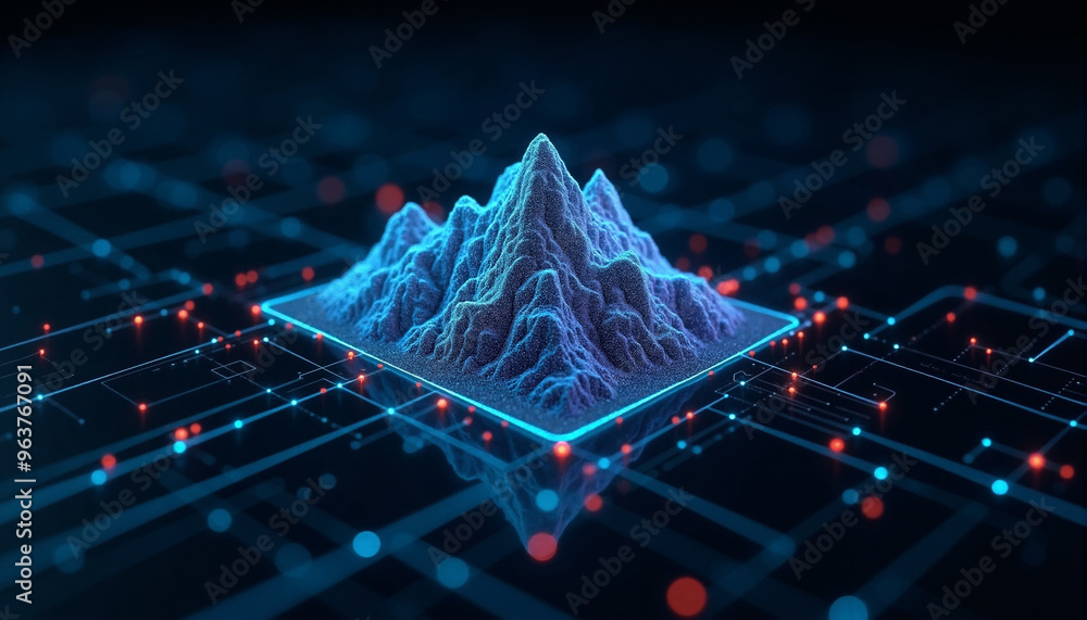 Mountain Icon with Digital Terrain Mapping: A mountain icon integrated ...