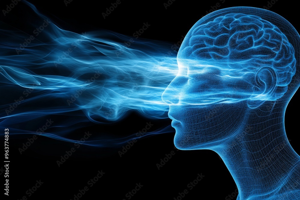 Brain potential Brain Vision Futuristic conceptual side profile of a ...