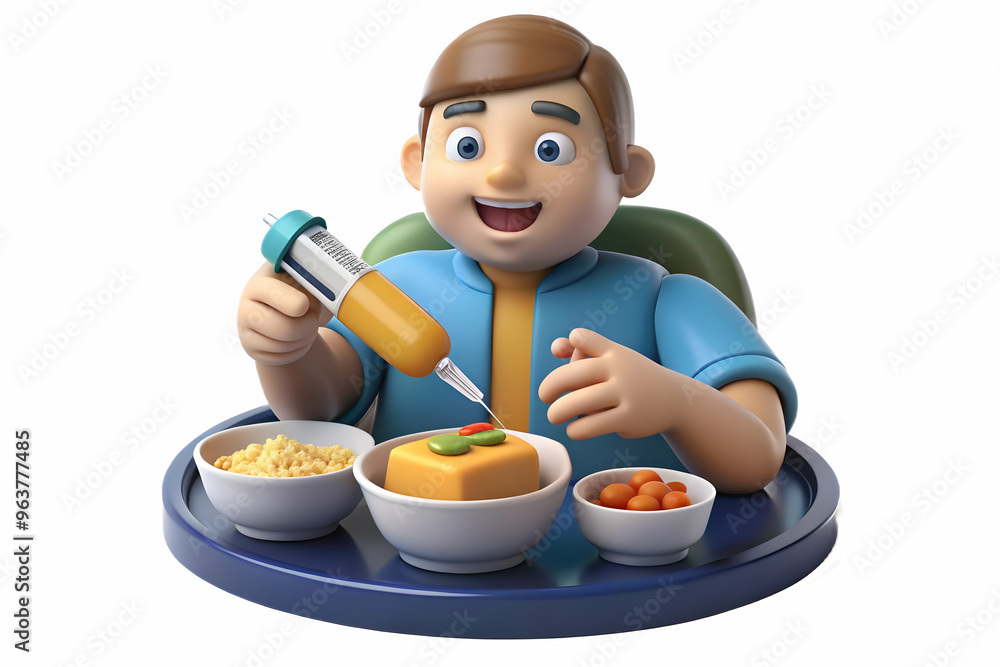 Diabetic Patient Injecting Insulin Before Meal: Candid Moment of Self ...