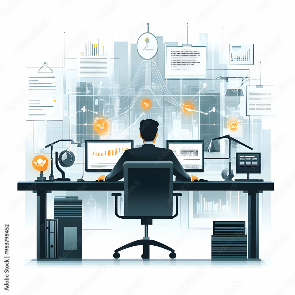 Flat AI-Driven Legal Office Background: Modern Legal Tech with Digital ...