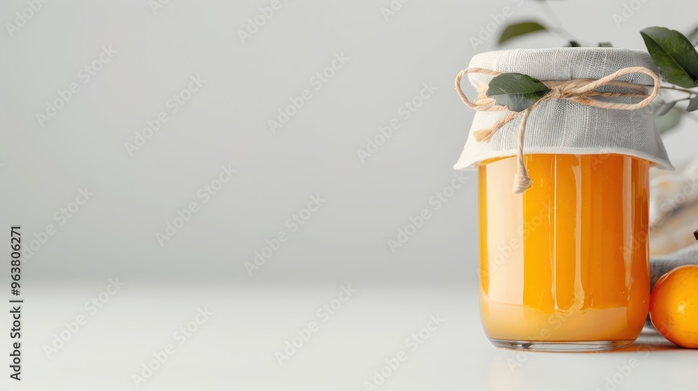 Minimalist jar of potato jam with a simple label against a white ...