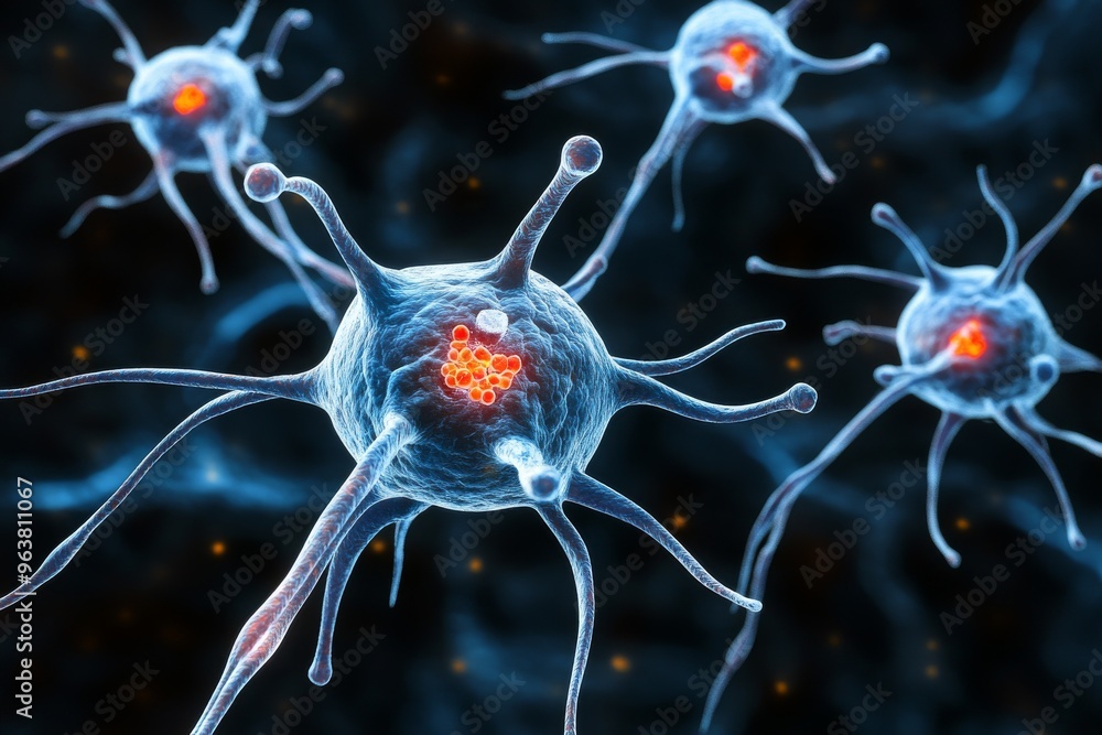 Neuroplasticity Glial Cells And Brainwave Synchronization Glowing Neural Cells Interconnected