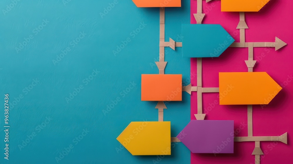 Team collaboration with paper flowcharts and diagrams, Interactive ...