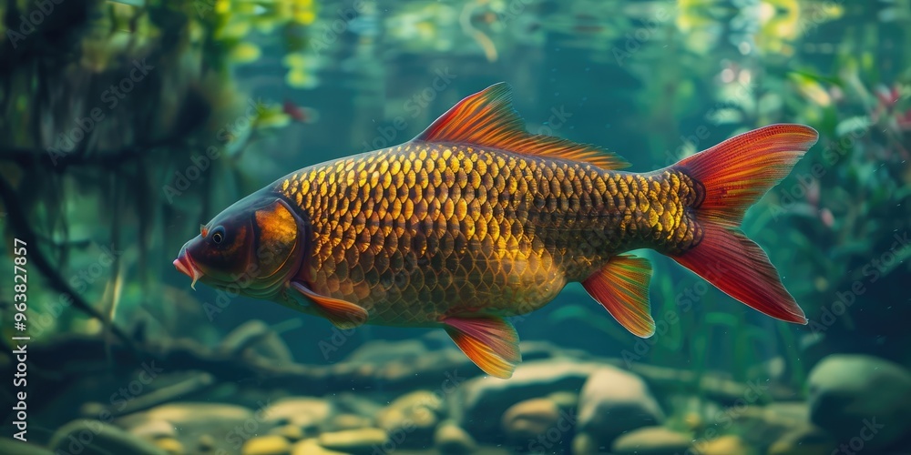 Rohu, a species from the carp family, also referred to as Rui and Roho ...