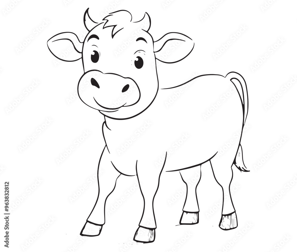 Cow cartoon isolated on white background cute cow coloring pages for ...