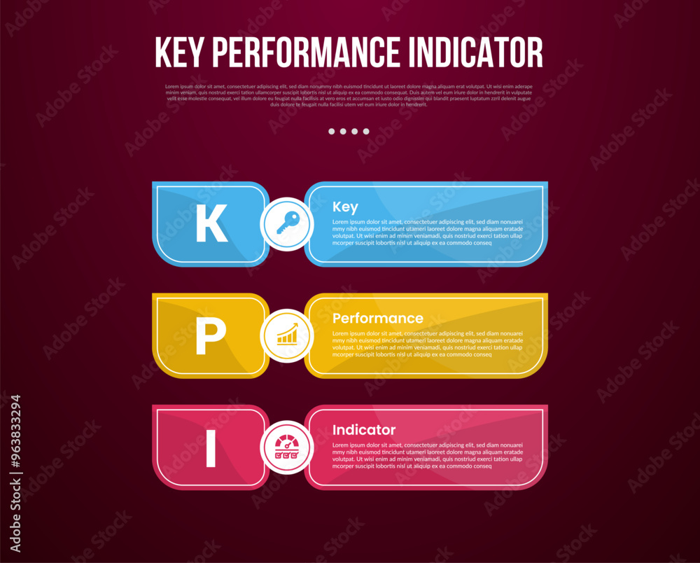 KPI or key performance indicator infographic template with big sharp ...