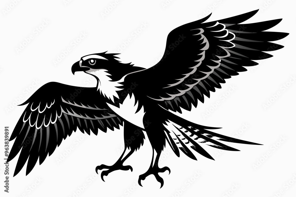 osprey bird, osprey silhouette vector, hawk osprey bird vector ...