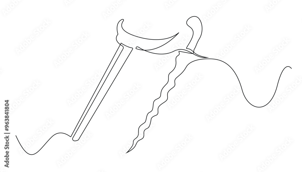 Art & Illustrationcontinuous line drawing of a keris. one line vector ...