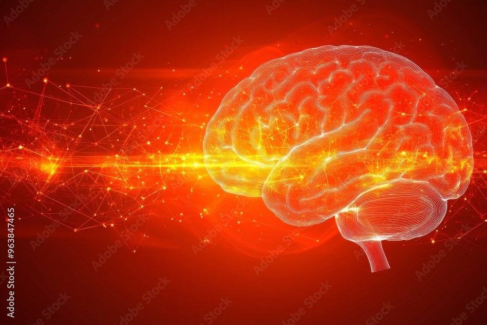 Dendritic spines action potential and reticular formation red glowing ...