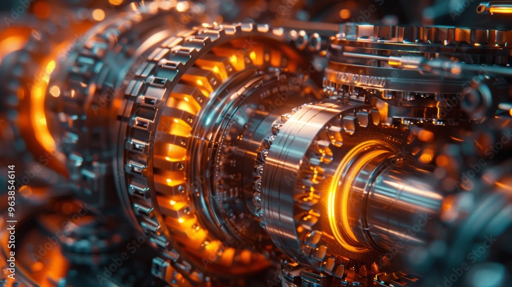 hyper realistic mechanical gear in three quarter angle, studio light ...