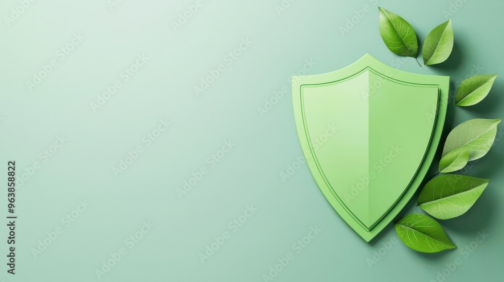Green shield icon on an environmental organization s website ...
