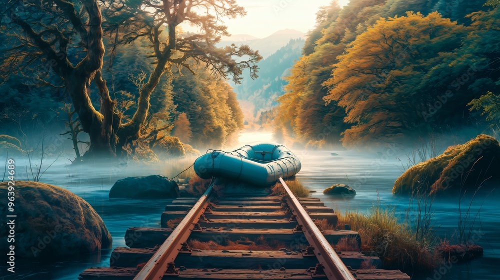 A 4K photo manipulation of a raft in a visually stunning digital photo ...