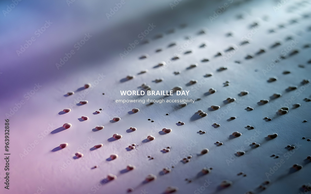 Braille Day, Braille Alphabet Guide A-Z with Blue Spheres on Blue ...