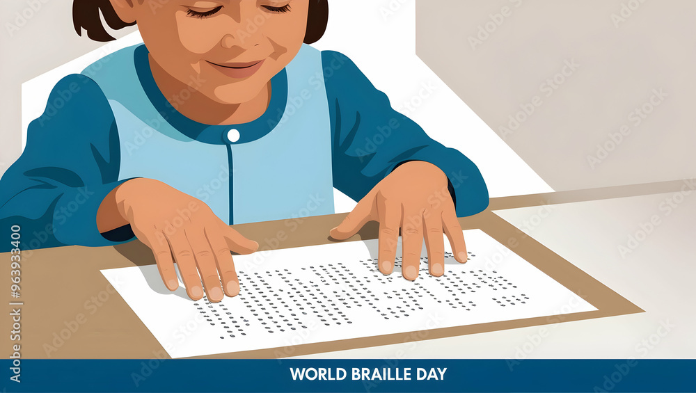 Braille Day, Visually Impaired Child Engaging in Hands-on Braille ...
