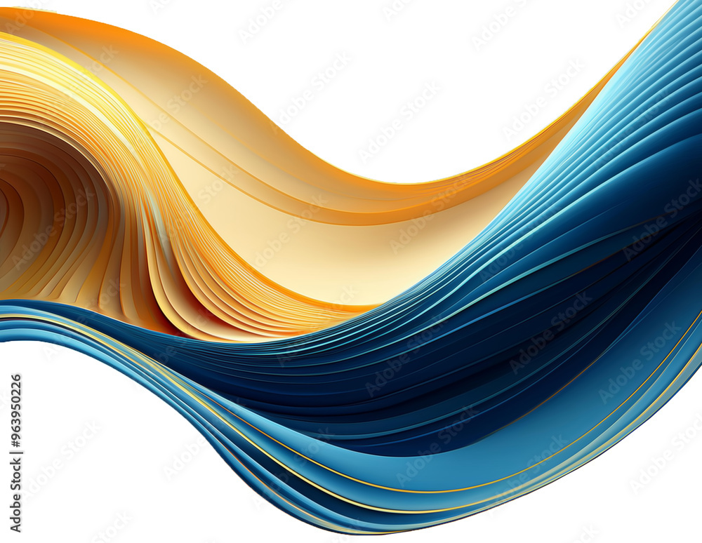 3D Abstract Blue Wave extending in fan like spread from one corner of ...