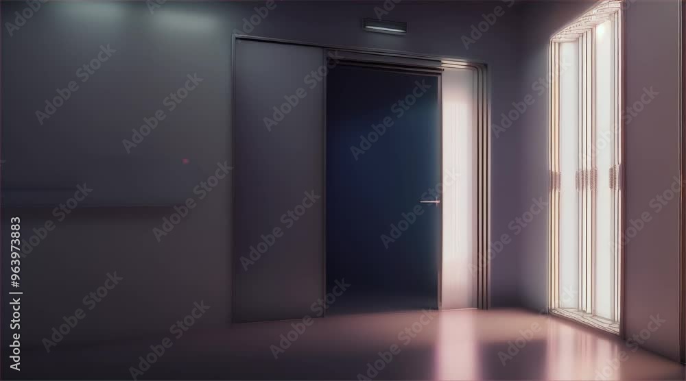 3D rendering of interior of building, hotel corridor, modern empty ...